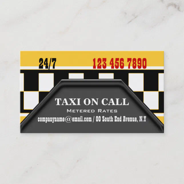 Taxi cab driver services business card | Zazzle