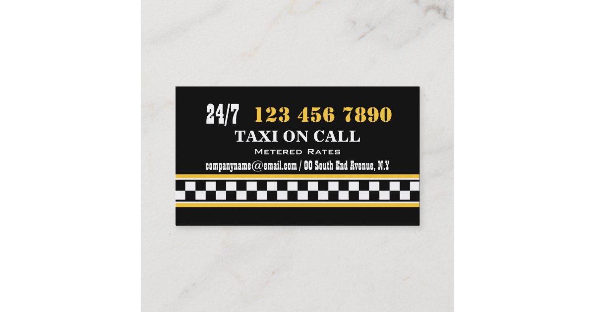 Taxi cab yellow black white #4 business card | Zazzle