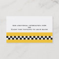 Taxi cab yellow red black business card | Zazzle