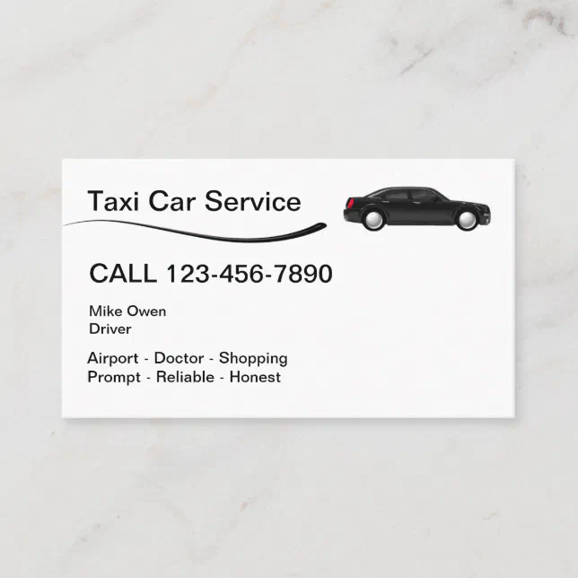 Taxi Car Service Business Card | Zazzle