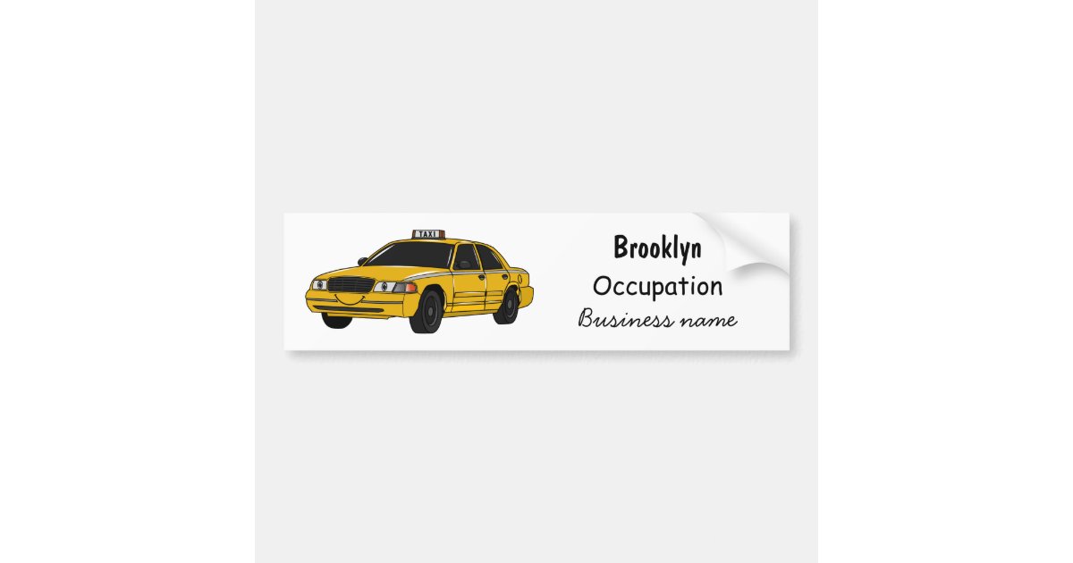 Taxi cartoon illustration bumper sticker | Zazzle