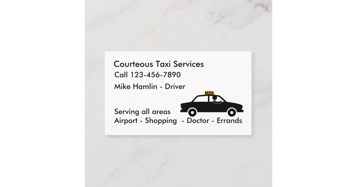 Taxi Driver Simple Business Cards | Zazzle