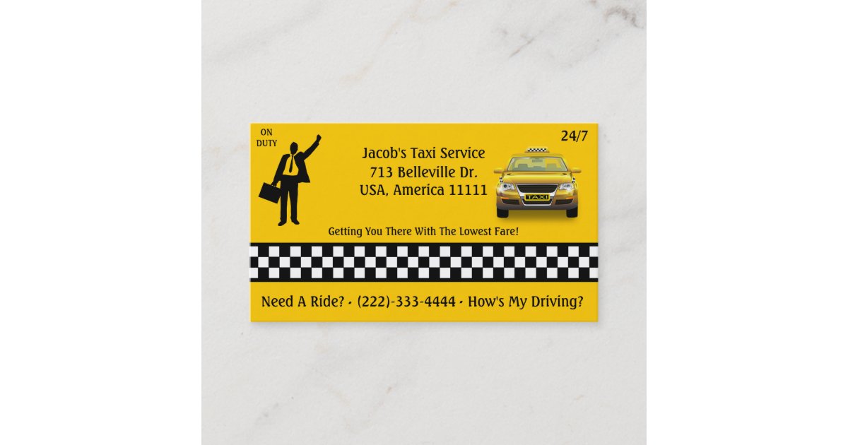Taxi Service Business Card | Zazzle