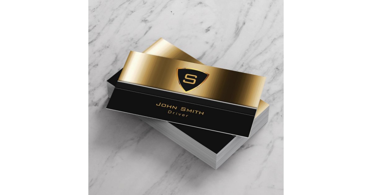 Taxi Service Luxury Gold Monogram Driver Business Card | Zazzle