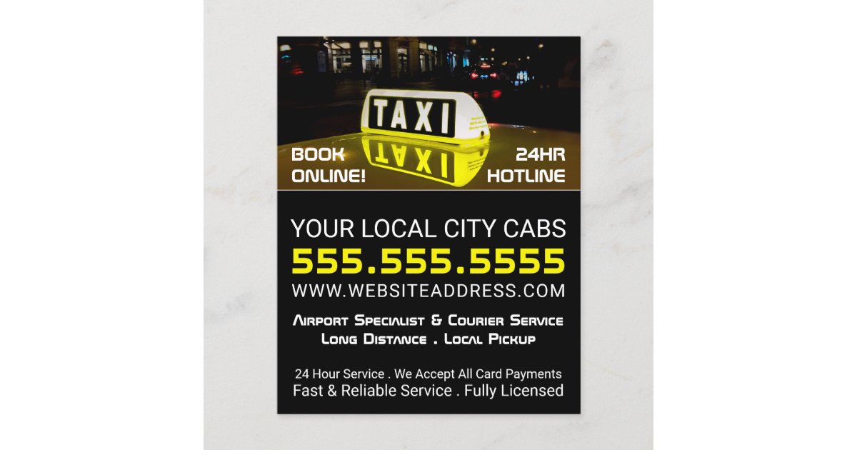 Taxi Sign, Taxi Cab Firm with Price List Flyer | Zazzle
