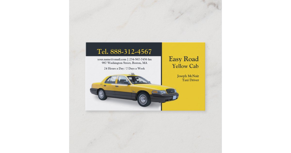Taxi Yellow Cab Business Card | Zazzle