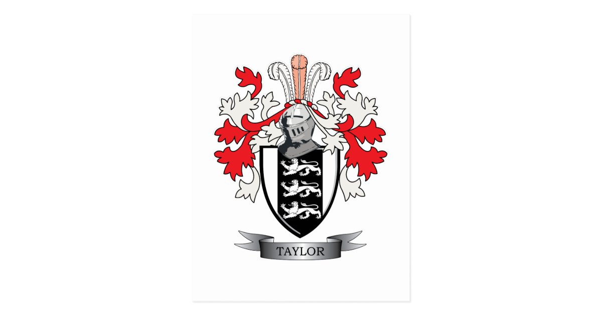 Taylor Family Crest Coat of Arms Postcard | Zazzle.com