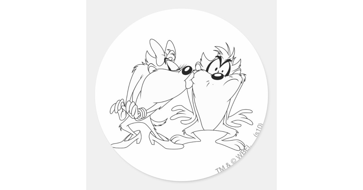 TAZ™ and She-Devil Classic Round Sticker | Zazzle