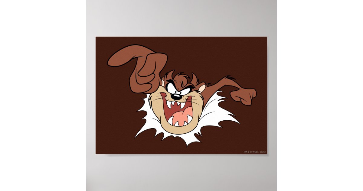 TAZ™ Bursting Through Page Poster | Zazzle