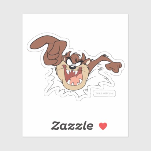 TAZ™ Bursting Through Page Sticker | Zazzle