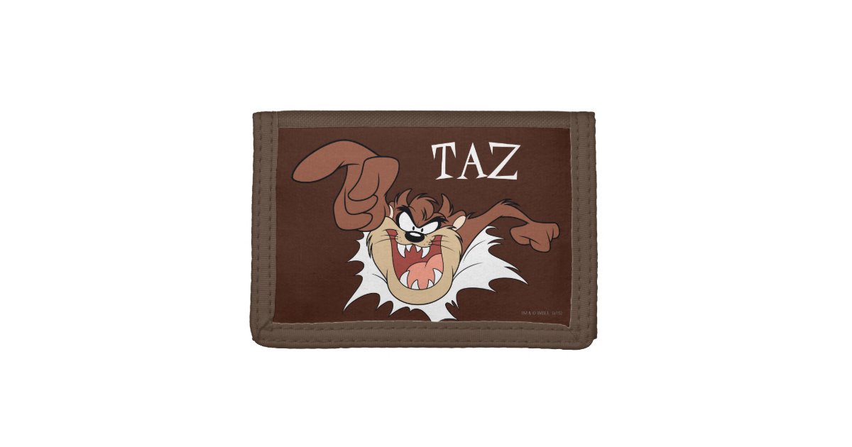 TAZ™ Bursting Through Page Tri-fold Wallet | Zazzle