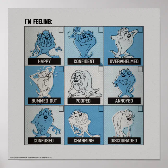 TAZ™ Emotion Checkbox Poster | Zazzle