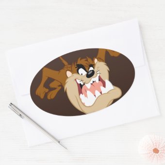 TAZ™ Evil Grin Oval Sticker | Zazzle