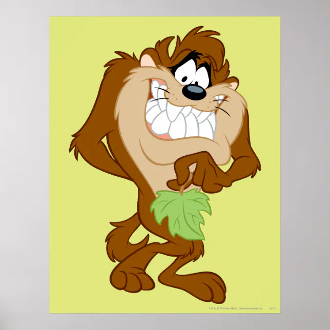 TAZ™ holding a leaf Poster | Zazzle
