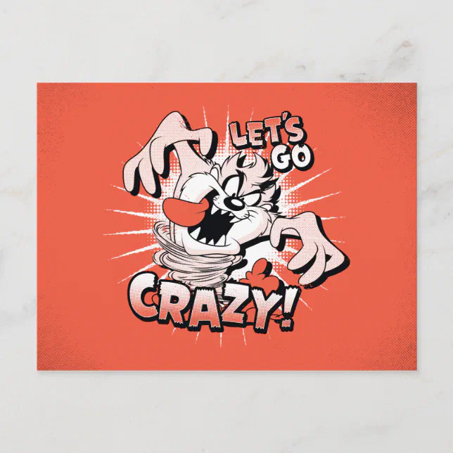 TAZ™ "Let's Go Crazy!" Halftone Postcard | Zazzle
