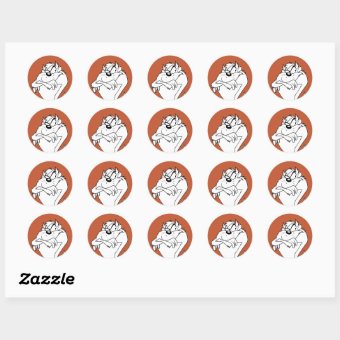 TAZ™ posing Classic Round Sticker | Zazzle