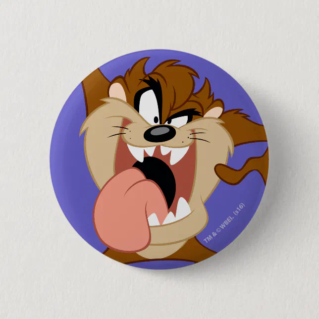 TAZ™ | Sticking His Tongue Out Pinback Button | Zazzle