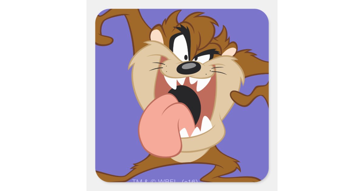 TAZ™ | Sticking His Tongue Out Square Sticker | Zazzle