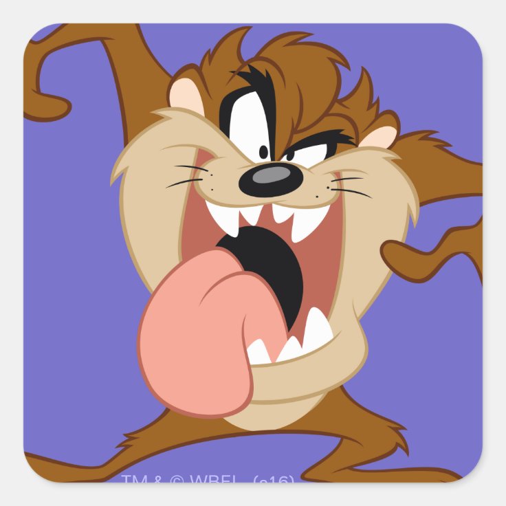 TAZ™ | Sticking His Tongue Out Square Sticker | Zazzle