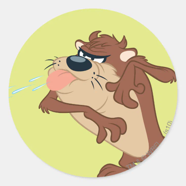 TAZ™ sticking out his tongue Classic Round Sticker | Zazzle