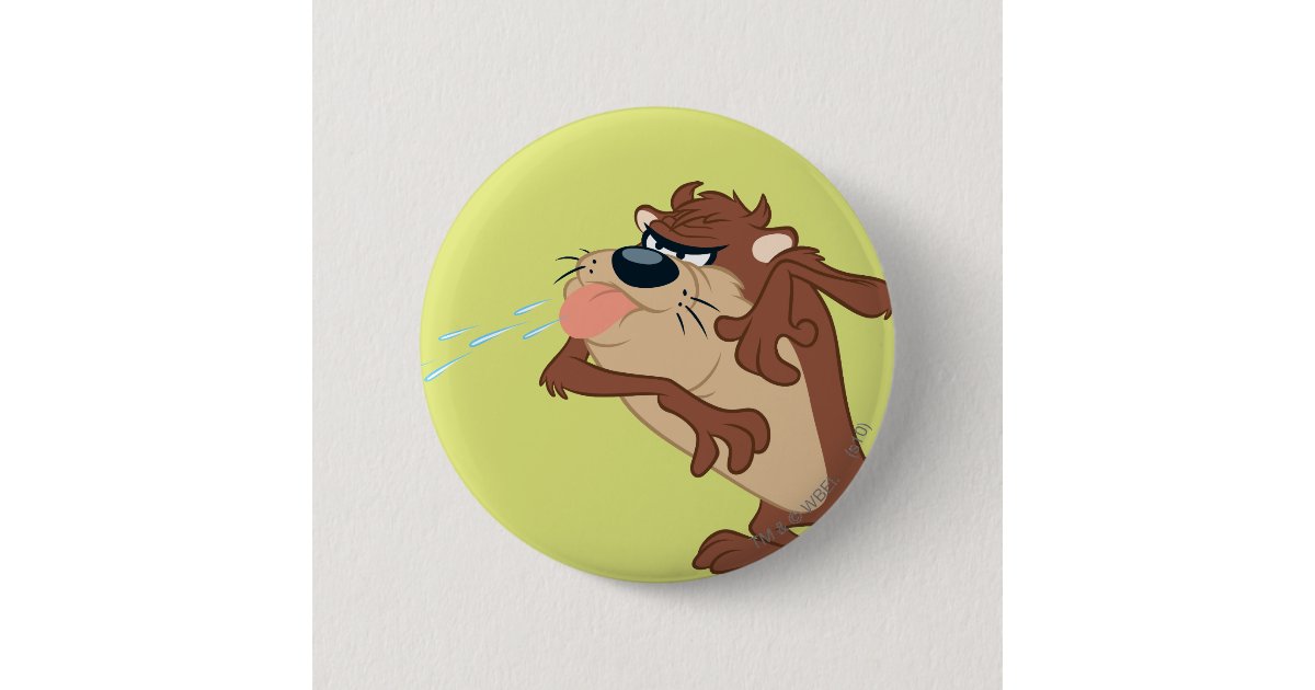 TAZ™ sticking out his tongue Pinback Button | Zazzle