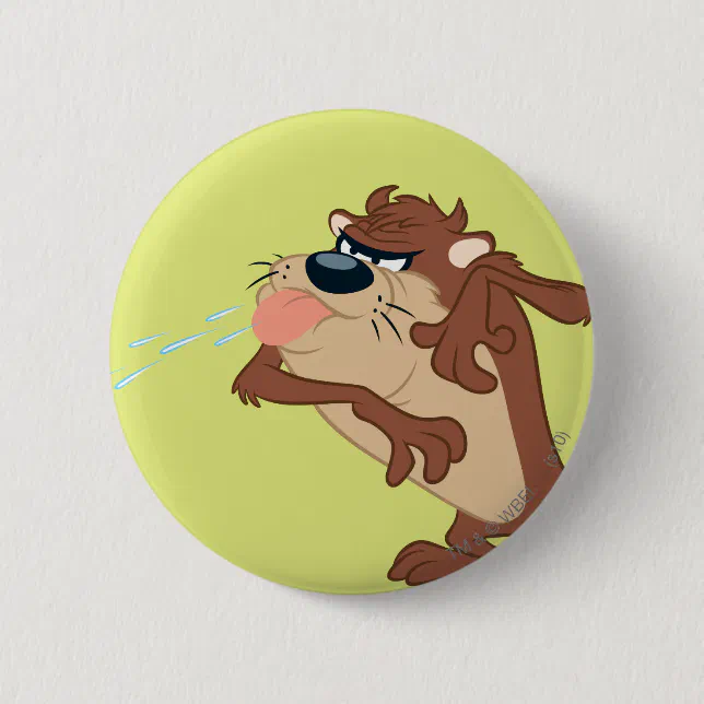 TAZ™ sticking out his tongue Pinback Button | Zazzle