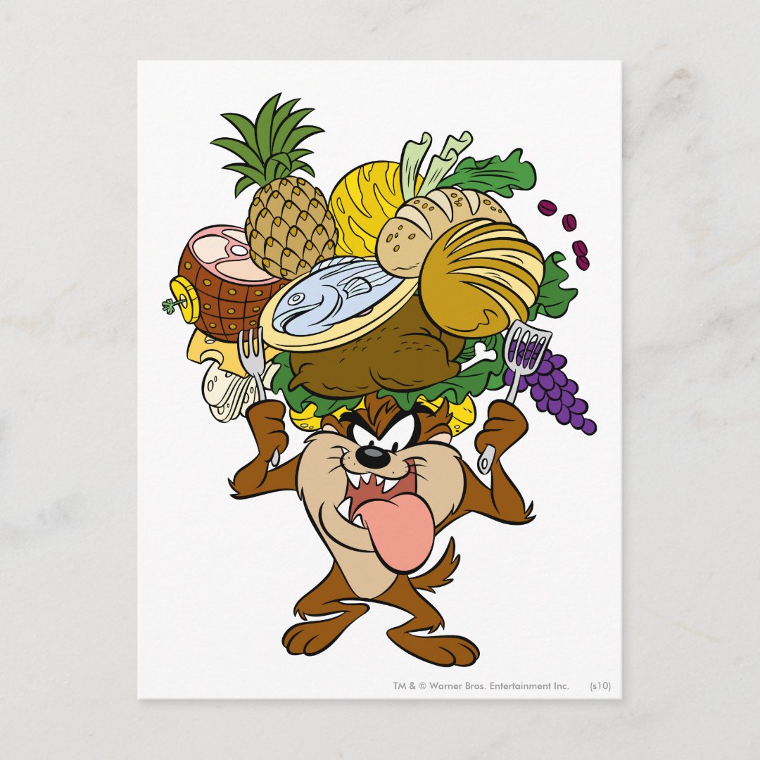 TAZ™ Thanksgiving Feast B/W 2 Holiday Postcard | Zazzle