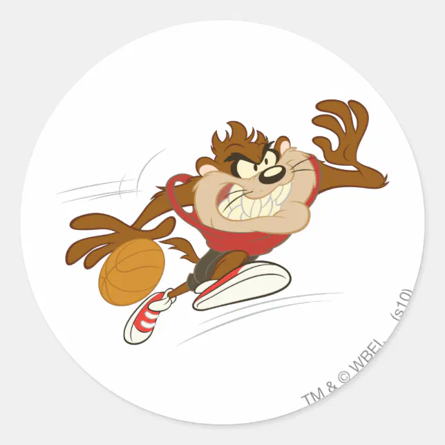 TAZ™ the Dribbling Cyclone Classic Round Sticker | Zazzle