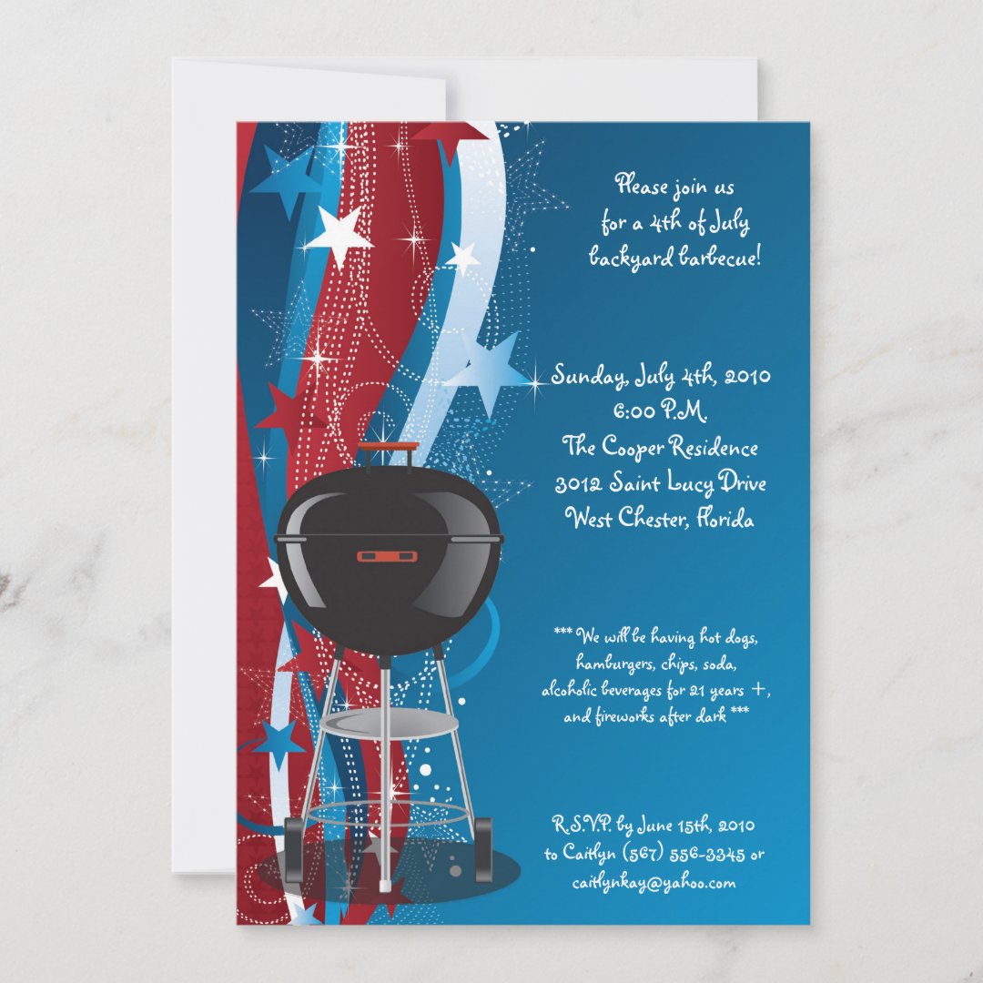 {TBA} 5x7 Fourth 4th of July Barbecue Invitation | Zazzle