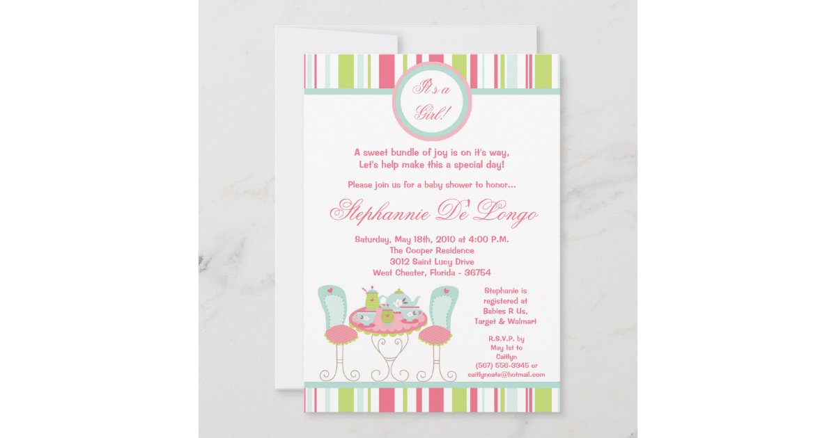 {TBA} 5x7 Trendy Tea Party Baby Shower Invitation | Zazzle