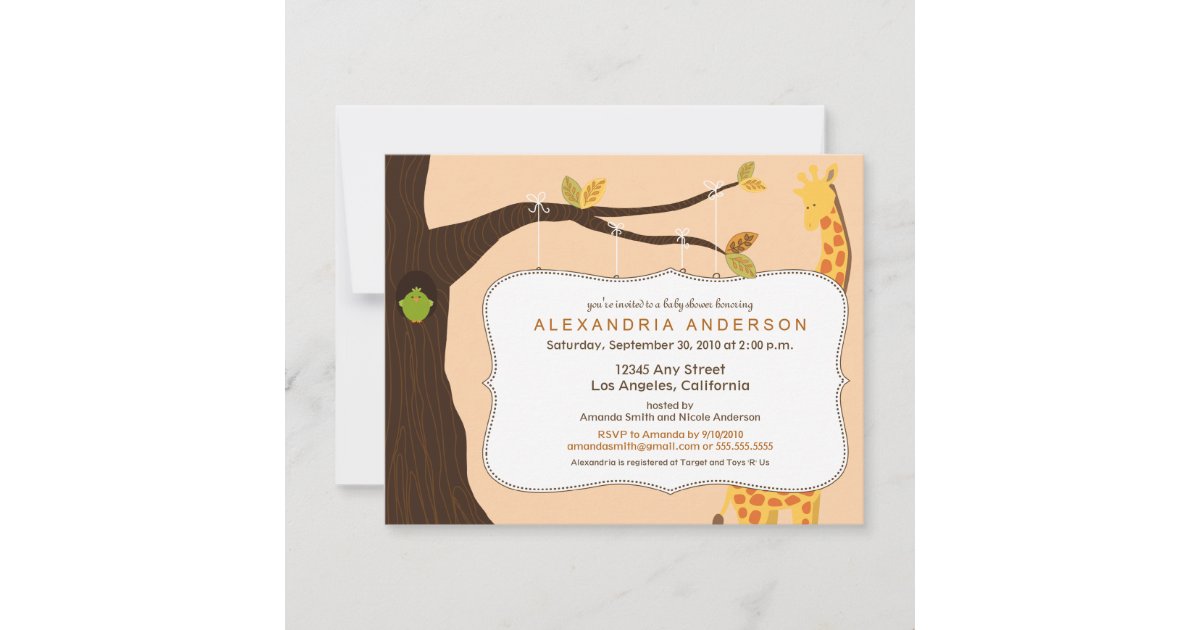 {TBA} Adorable Baby Tree Baby Shower Invite: peach Invitation | Zazzle
