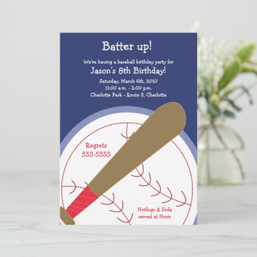 {TBA} BASEBALL Batter Up Birthday Invitation | Zazzle