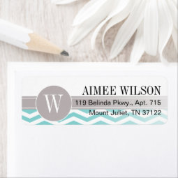 ::TBA:: Chic Chevron Monogram | teal Label | Zazzle