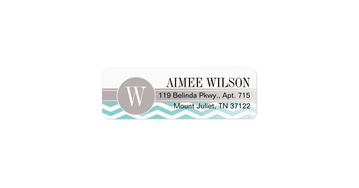 ::TBA:: Chic Chevron Monogram | teal Label | Zazzle