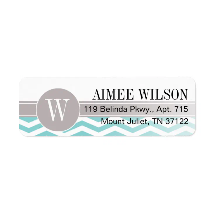 ::TBA:: Chic Chevron Monogram | teal Label | Zazzle