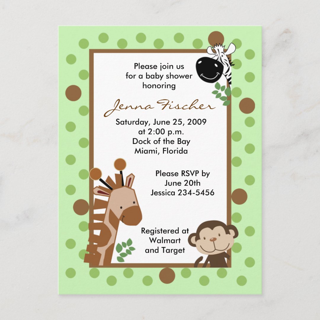 {TBA} Jungle Adventure Safari Baby Shower Invitation Postcard | Zazzle