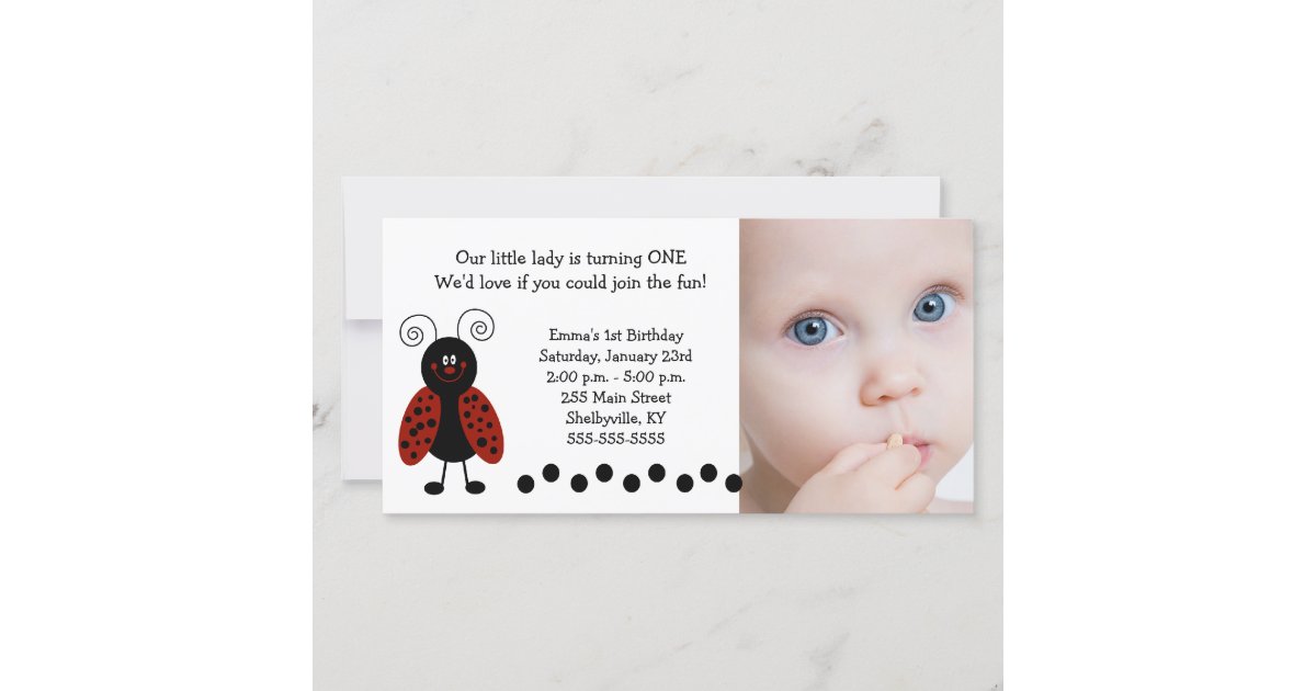 {TBA} Little Ladybug Photo Birthday / Birth | Zazzle