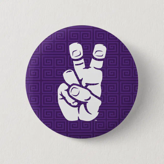 TCU Horned Frogs Hand Symbol | Greek Key Button | Zazzle