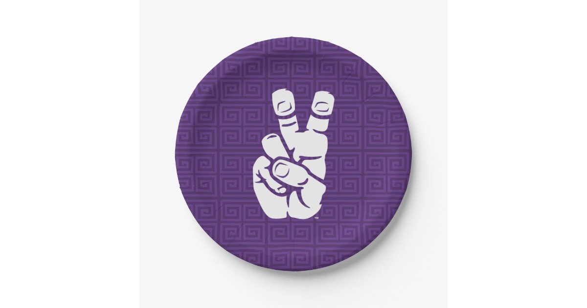 TCU Horned Frogs Hand Symbol | Greek Key Paper Plates | Zazzle