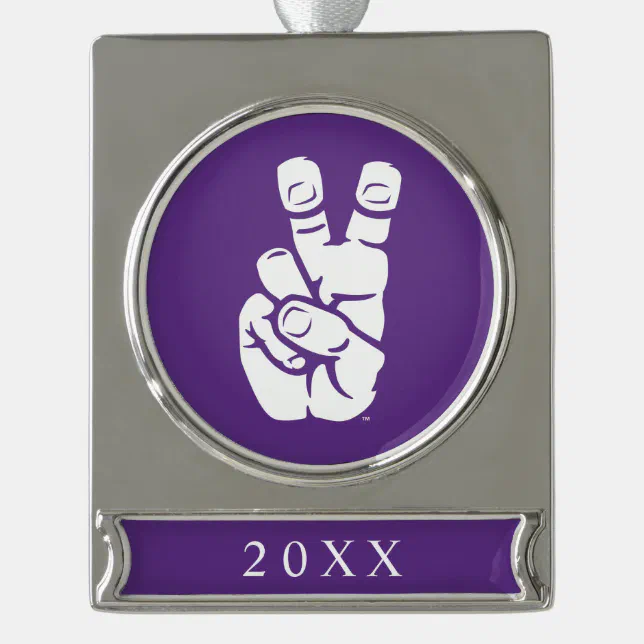 TCU Horned Frogs Hand Symbol Silver Plated Banner Ornament | Zazzle