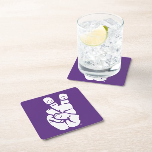 TCU Horned Frogs Hand Symbol Square Paper Coaster | Zazzle