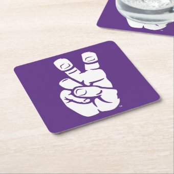 TCU Horned Frogs Hand Symbol Square Paper Coaster | Zazzle