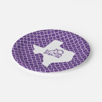 TCU Texas State with Horned Frog | Quatrefoil Paper Plates | Zazzle