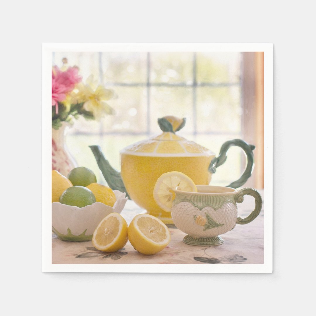 Tea and Lemon Paper Napkins | Zazzle
