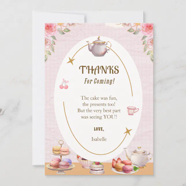 Tea Birthday Party Thank You Card | Zazzle
