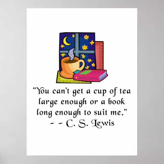 Tea & Books w Quote Posters | Zazzle