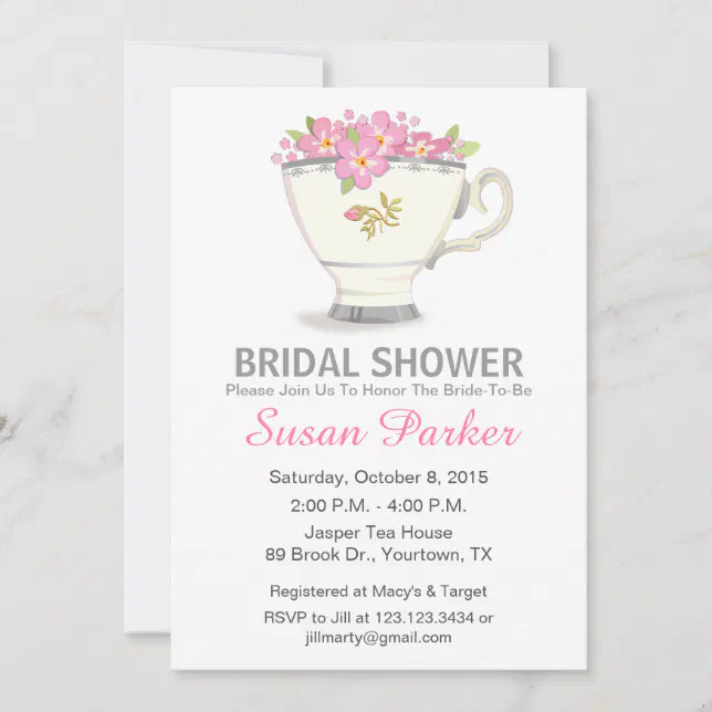Tea Cup Bridal Shower Invitation | Zazzle