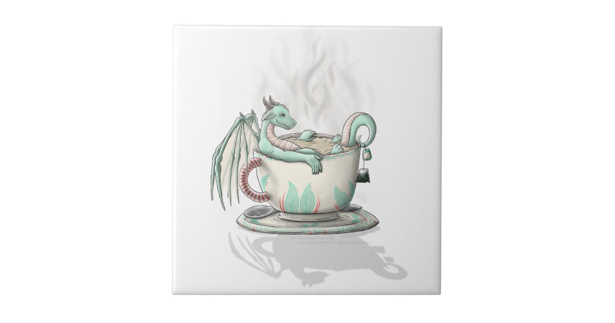 Tea Cup Dragons: Peppermint (Clear) Tile | Zazzle