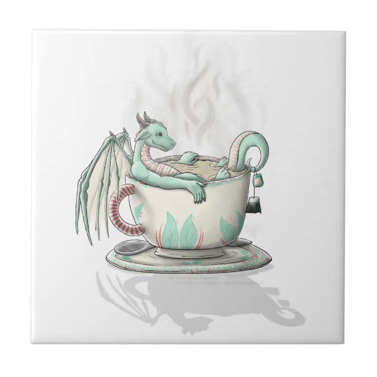 Tea Cup Dragons: Peppermint (Clear) Tile | Zazzle