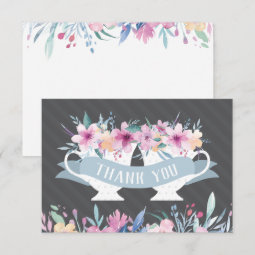 Tea Cup Thank You Card with Flowers | Zazzle